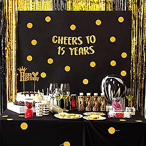 Cheers to 15 Years Gold Glitter Banner - 15th Anniversary and Birthday Party Decorations