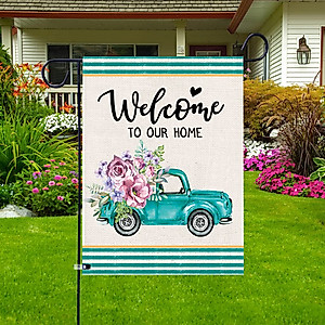 Seasonal Garden Flags Set Set of 12 Double Sided 12x18 Inch Christmas Garden Yard Flag, Winter Welcome Holiday Garden Flags with Truck Small Garden Flags for All Seasons for Outside Indoor Home