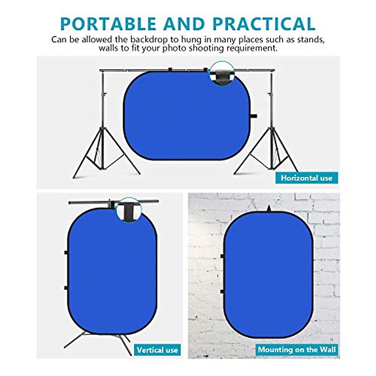 NEEWER 5x7ft/1.5x2m Chromakey Green Screen Blue Green 2 in 1 Double Sided Pop Up Collapsible Backdrop with Support Stand, Foldable Panel for Photo and Video Shooting, Live Streaming, Gaming