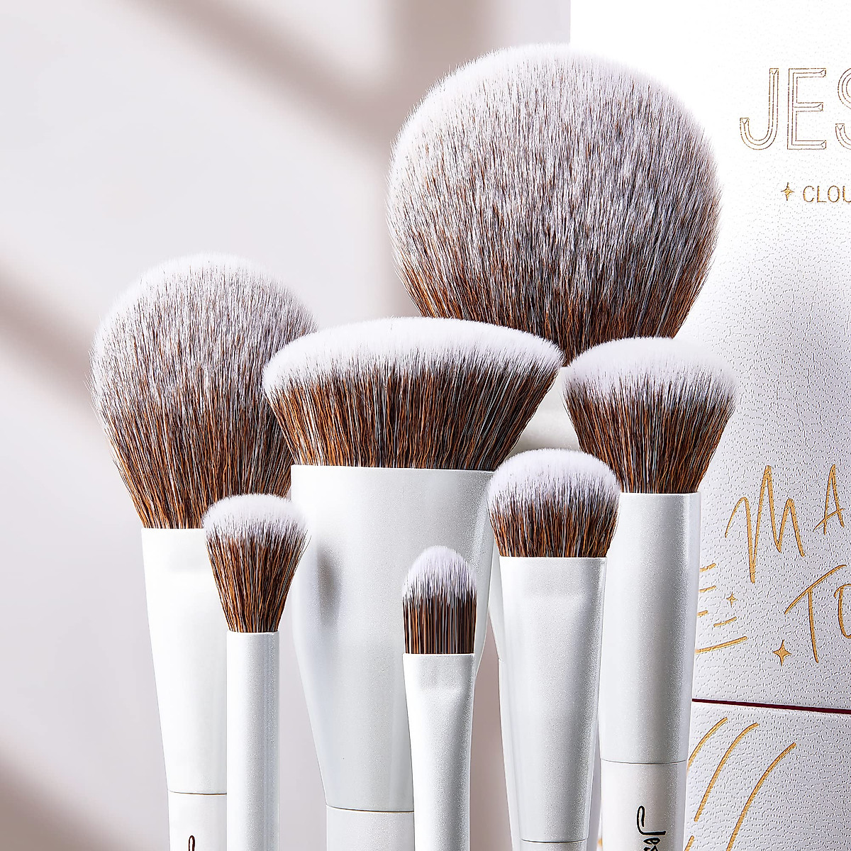 Jessup Makeup Brushes Set 14pcs Make up Brushes Premium Synthetic Foundation Concealer Blush Contour Powder Eye Shadow Blending Brush, Pearl White T343