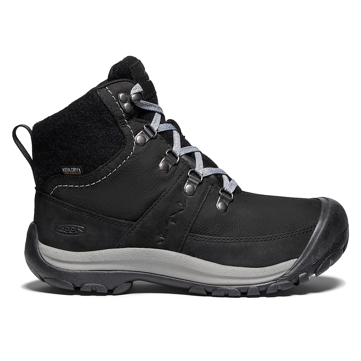 KEEN Women's Kaci 3 Winter Mid Height Waterproof Insulated Snow Boots, Black/Steel Grey, 10