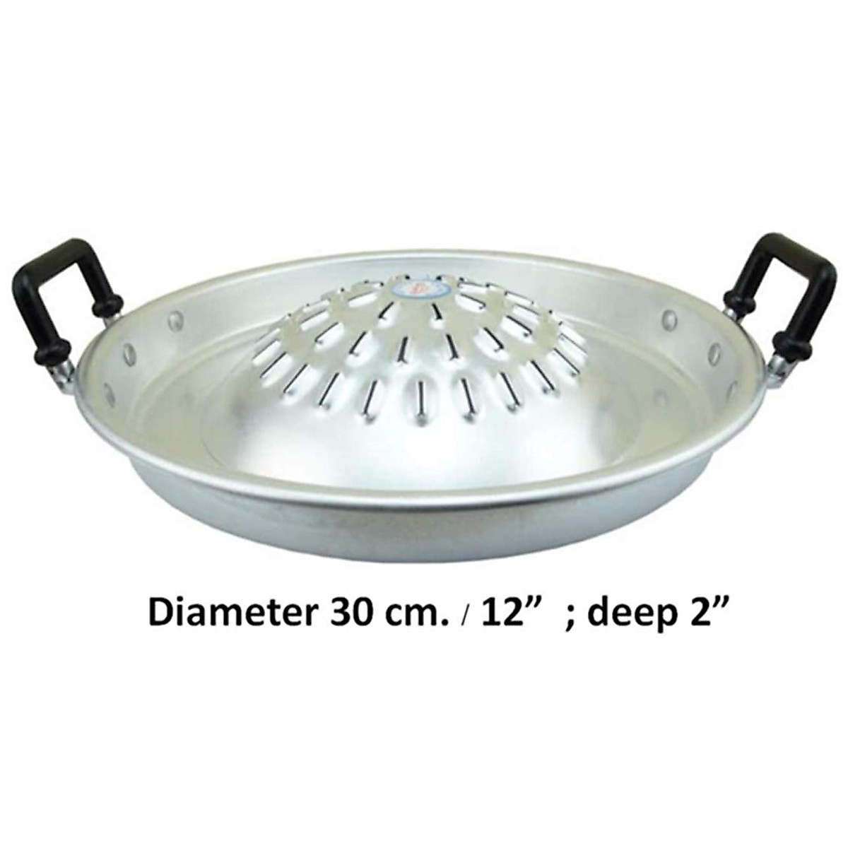 Cozinest Mookata Thai Korean BBQ Smoke Steak Grill Charcoal Pan Pork Hot Pot Aluminium Asian Cookware Style 12" 14" 16" (12 inch (30 cm))