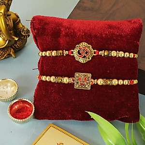 TIED RIBBONS Bhai Dooj Rakhi for Brother Set of 2 Rakhi Set, Rakhi Card, Bhai Dooj Tika Set - Bhaiya Dooj Rakhi Bracelet for Brother Rakhi for Bhaiya, Rakhi Gifts for Brother, Bro Rakhi Thread