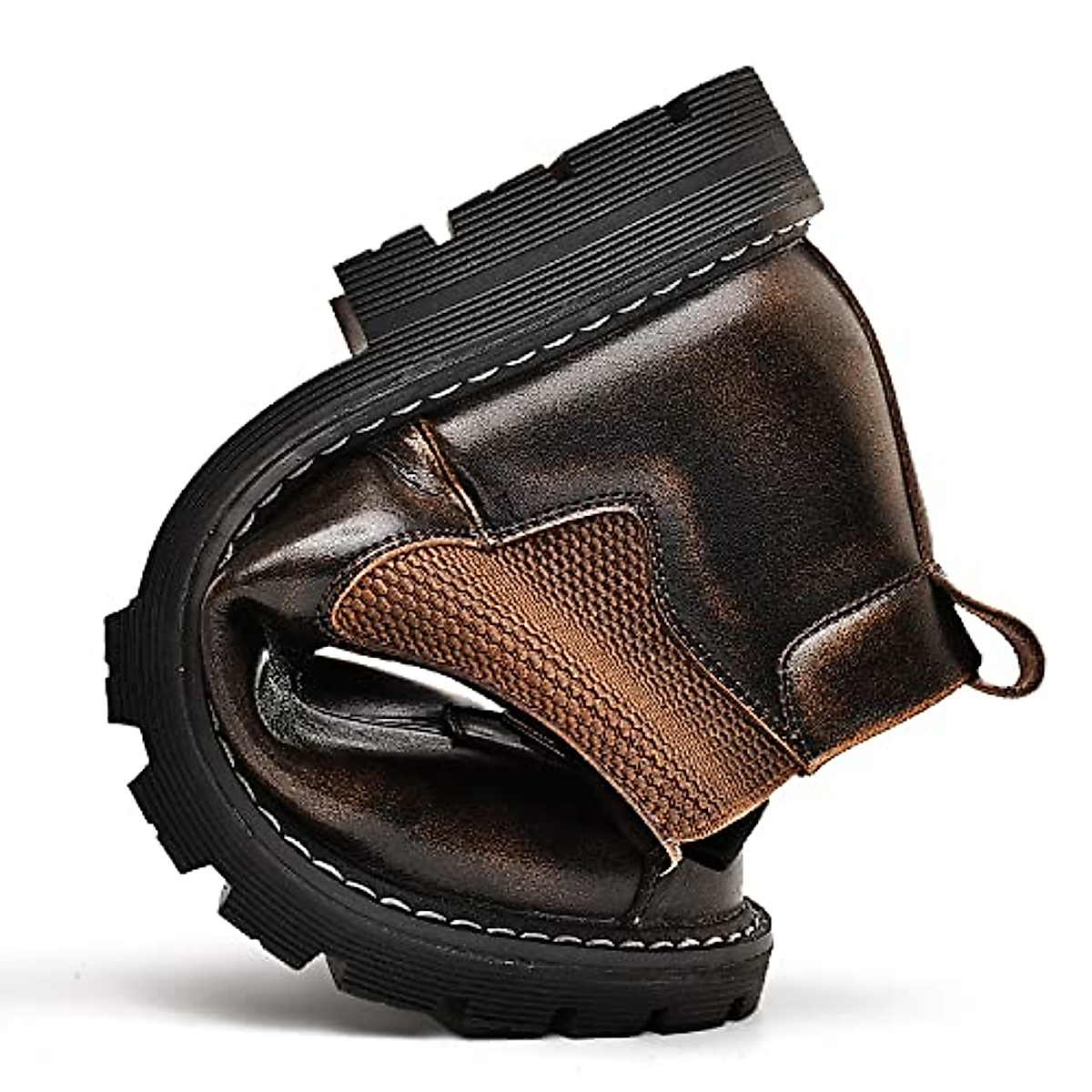 Men's Chelsea Boots For Men Oxfords Dress Leather Shoes Mens Formal Casual Man Work Fashion Brown Size 10 Loafers Slip On Male Hiking Cowhide Shoe High Top