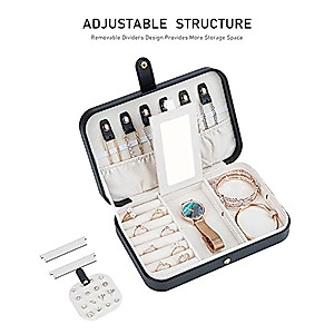 V-LAFUY Small Jewelry Box, Travel Jewelry Case Portable Jewelry Boxes for Women, 2-Layer Travel Jewelry Box, Gift for Women Girls, Women's Day gifts, Black N