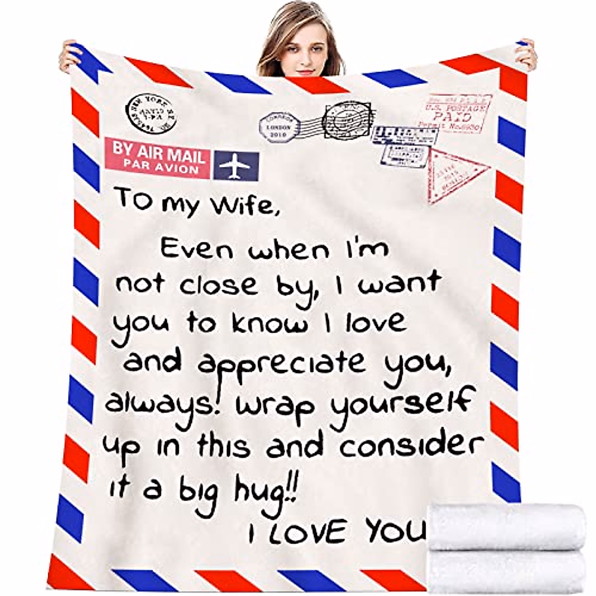 KOXHOX to My Wife Letter Blanket Throw Never Forget That I Love You Blanket to My Wife from Husband for Birthday Wedding Valentine's Day Blanket Gift (5060in,to My Wife-2)