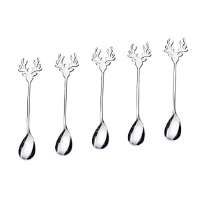20 Pieces Stainless Steel Mini Coffee Espresso Spoon, Elk shaped spoon Flatware Dessert Teaspoons Small Soup Spoons, 5.5 inch Specialty Demitasse Stirring Spoons