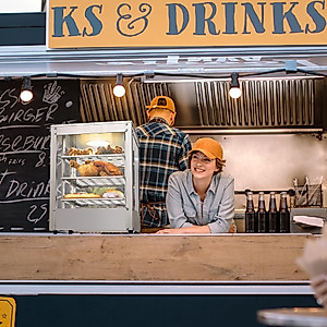 WeChef 15" 3-Tier Commercial Food Warmer Pizza Warmer Display Electric Countertop with LED Adjustable Lighting Stainless Steel Pastry Display Case for Fast Food Restaurant Food Truck Food Tent