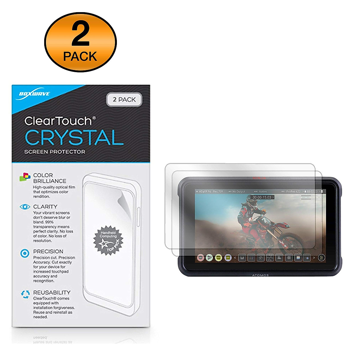 BoxWave Screen Protector for Atomos Ninja V (Screen Protector ClearTouch Crystal (2-Pack), HD Film Skin - Shields from Scratches for Atomos Ninja V