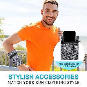 5 Pieces Wrist Wallet Phone Armband Sleeve Running Wallet Wristband Wallets for Women Men Sports Wrist Pouch with Zipper for Phone Running Walking Hiking Jogging Travel Fishing