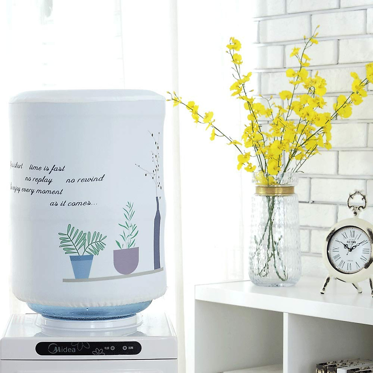 MiDube Water Dispenser Barrel Covers, Durable Fabric Bucket Decor, Reusable Furniture Standard Cover Protector for Home, Office and 5 Gallon Water Bottle (Chlorophytum)