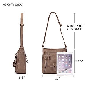 KL928 Crossbody Purses for Women Shoulder Bag,PU Washed Leather (01-Grey-2)