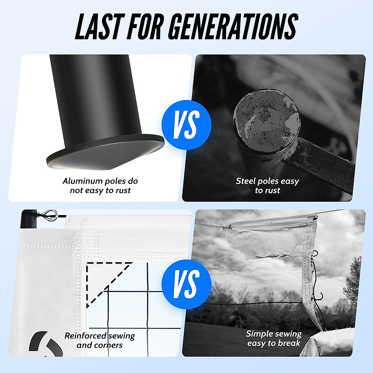 Patiassy Portable Professional Outdoor Volleyball Net Set with Adjustable Height Aluminum Poles, Winch System, Volleyball with Pump and Carrying Bag for Backyard Beach (White)