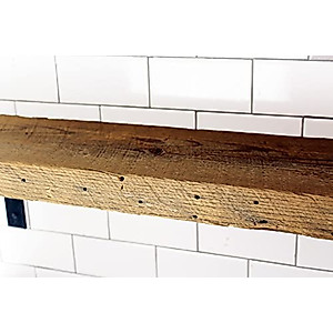 Modern Timber Craft Reclaimed Wood Wall Shelves | 2" Thickness | 42" L x 6" D | Easy-to-Install | Steel Angle Shelf Brackets Included | Rustic Decoration