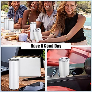 16 Pack 20 oz Stainless Steel Skinny Tumbler Water Tumbler Cup Insulated Stainless Steel Cups with Lid Double Layer Travel Coffee Mug Reusable for Hot Cold Drink Home Office Car Use(White)