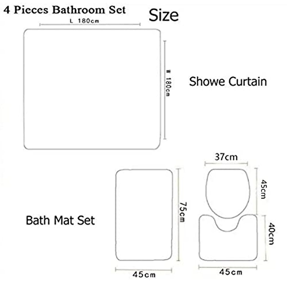 Lingquare 4Pcs/Set Shower Curtain Set in Home Bathroom Oriental Japanese Geisha Girl Bath Curtains Traditional Woman Art Mats Deco with 12 Hooks 71x71in