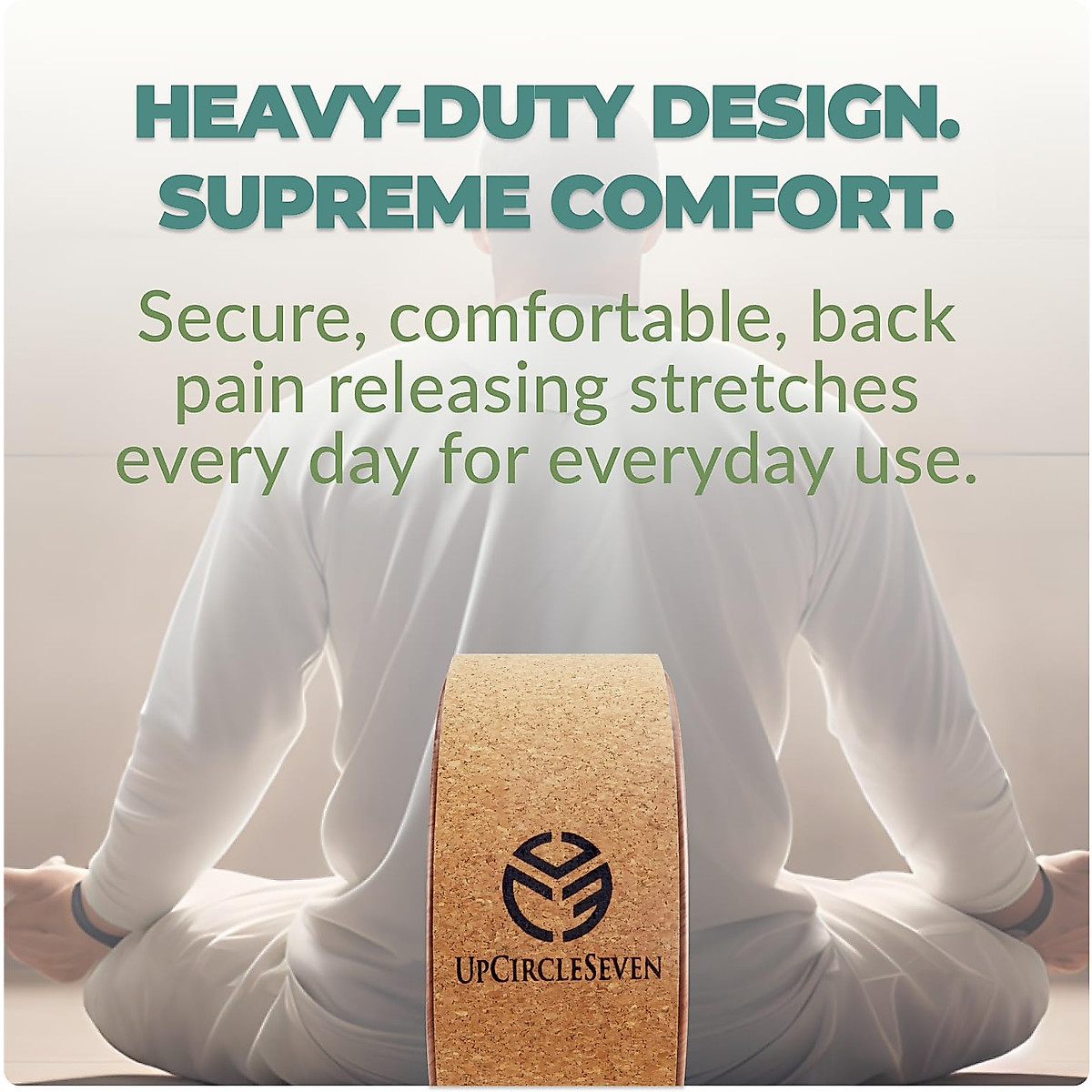 UpCircleSeven Yoga Wheel for Back Pain - Deep Tissue Massage - Yoga Back Roller Wheel for Back Pain Relief Stretching Myofascial Release Mobility (Cork, 12)