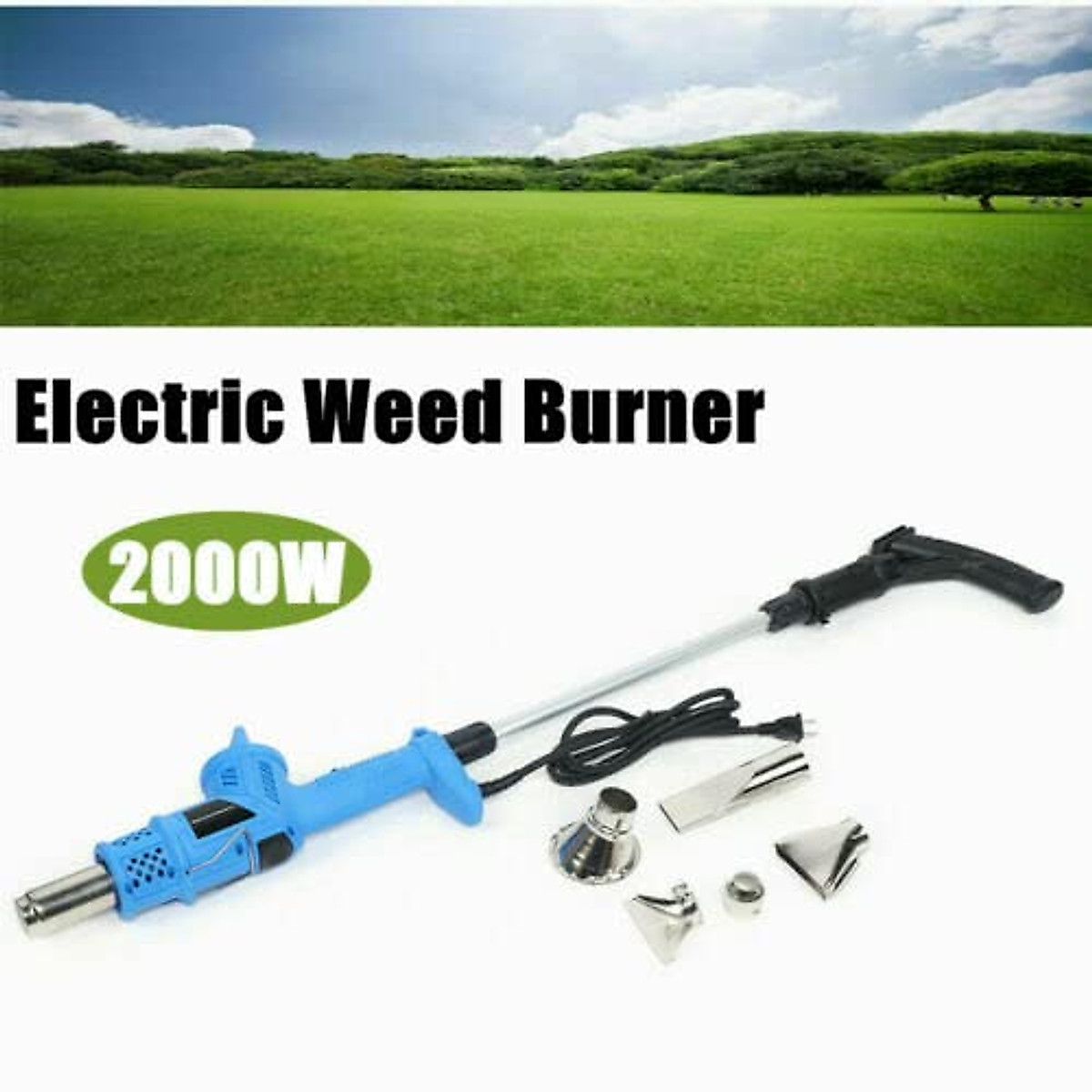 BJTDLLX Electric Weed Burner with 5 Nozzles, 2000W Compact Weed Burner Garden Hot Air Weed Killer Burner Heat G-un Strong Weed Killer Tool for Garden Weed Torch Maximum Temperature 650°C