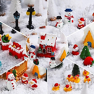 Hiboom 200 Pcs Christmas Miniature Ornaments Kit Resin Miniature Garden Dollhouse Ornaments DIY Kit Christmas Pendant Accessories Christmas Figurines Decorations for Snow Globe Winter Fairy Dollhouse