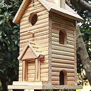 STARSWR Bird House,Outdoor Bird Houses for Outside Clearance,2 Hole Wooden BlueBirdHouse Finch Cardinals Hanging Birdhouse Nesting Box for Wild Bird Viewing