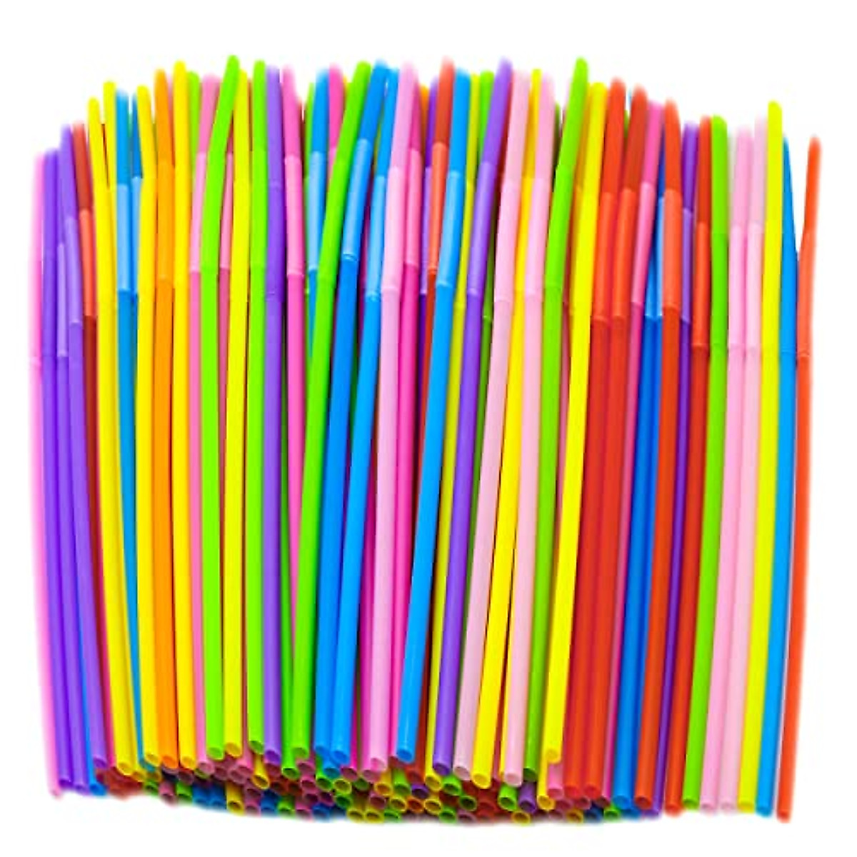 100PCS Flexible Plastic Straws, Colorful Disposable Bendy Party Fancy Straws13inch Extra Long Straws Party Decorations