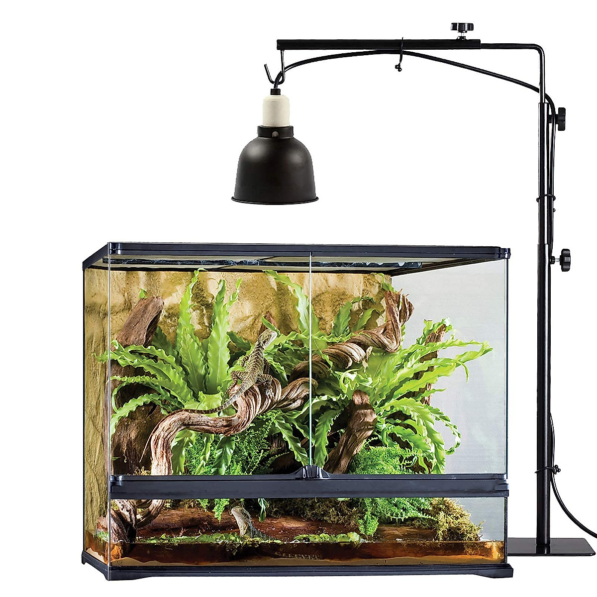 BETAZOOER Reptile Lamp Stand Adjustable Floor Light Holder Stand Landing Lamp Stand Bracket Metal Lamp Support for Reptile Glass Terrarium Heating Light