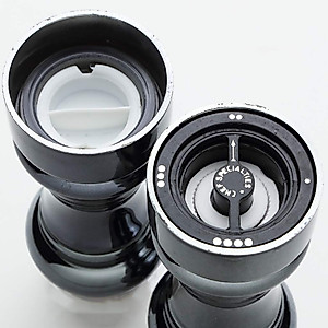 Chef Specialties Midnight Pepper Mill and Salt Shaker Set, 4.25 Inch, Black Chrome