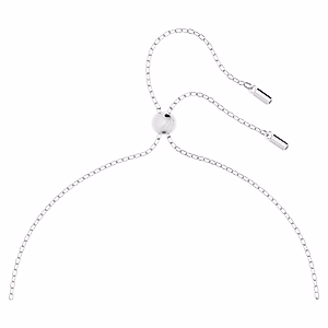 SWAROVSKI Dextera Pendant Necklace with Double Circle Motif in Rhodium Finish Metal and White Crystal Pavé on a Rhodium Finish Chain, Part of the Dextera Collection