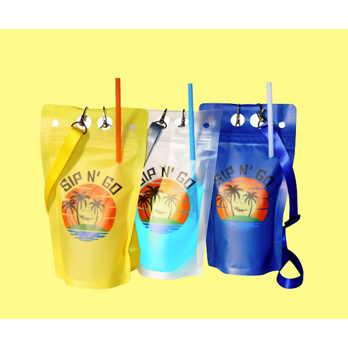 25 PCS Wearable Drink Pouches with Straw, Drink Pouches with Lanyard, Reusable Pouches for Adults and Kids, Funnel Included