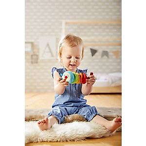 Haba Clatter Figure Caterpillar Mina, Baby rattles 6 Months, Cuddly Toy, 303192, Multicolour