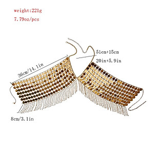 Sexy Body Chain Sequins Bra Chains Bikini Tassel Waist Chain (Gold)