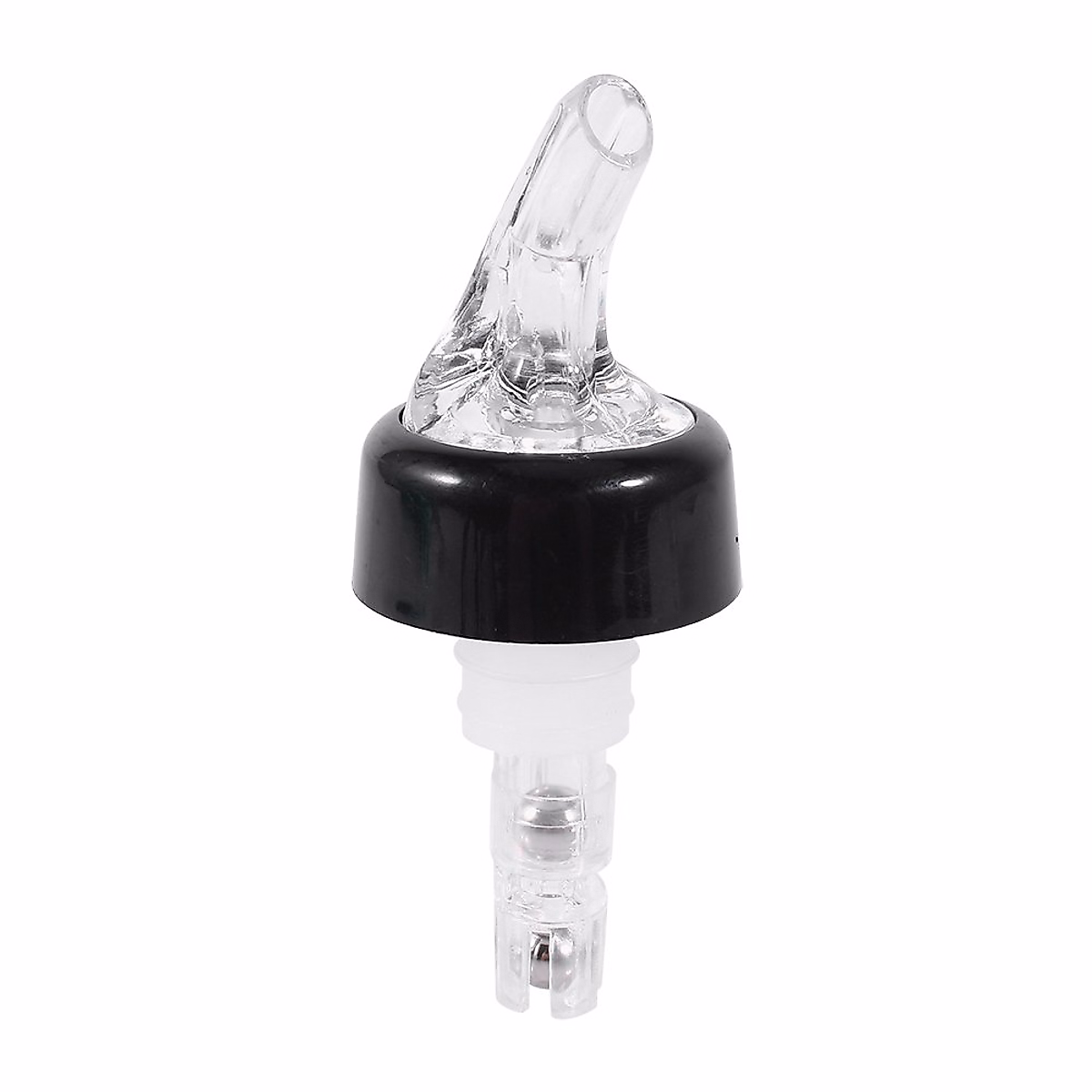 Measure Liquor Pourer, 1 OZ Plastic Measured Liquor Pourer Auto Measuring Shot Chamber Pourer Pour Spout Stopper for Liquor Wine (Transparent, pack of 12)