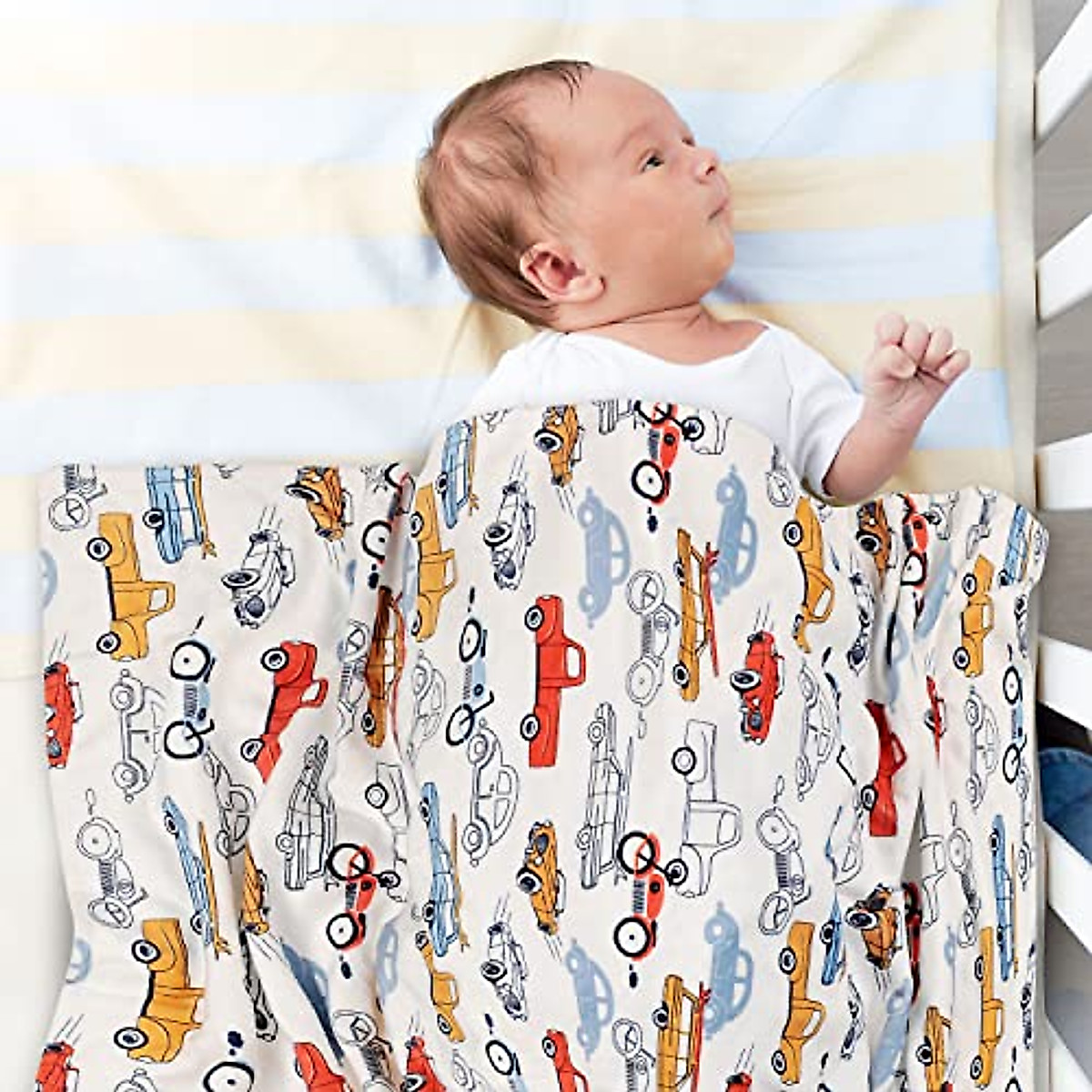 Minky Baby Blanket Plush Mink Blanket Nursery Bed Blanket with Dotted Backing for Baby Boy Baby Girl 30x40 Inches (Car)