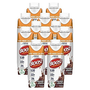 Boost Very High Calorie Nutritional Drink Chocolate Made with Natural Chocolate Flavor & No Artificial Flavors, Colors & Sweeteners, 8 FL OZ (Pack of 12)