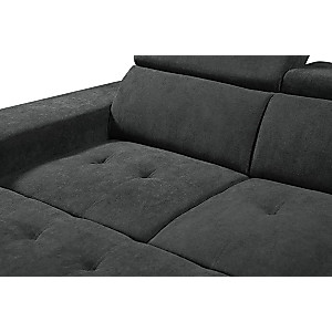 Lilola Home Henrik Dark Gray Sleeper Sectional Sofa with Storage Ottoman and 2 Stools