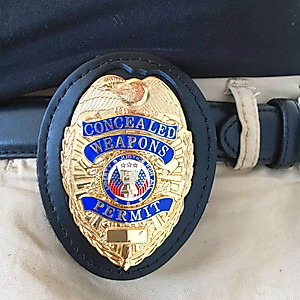 Hero's Pride Deluxe Recessed Cutout Teardrop Badge Holder, Standard Issue Leather Shield Case, Spring Clip and Neck Chain, 3" x 3-3/4" (9150T-0001)