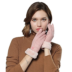 Winter Gloves for Women Cold Weather Warm Ladies Girls Ski Snow Gloves Touch Screen Texting Gloves Running Cycling Driving Black Gloves