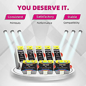 Intactech Compatible Kodak 10XL 10B 10C Combo Ink Cartridges Work for Kodak ESP 3 7 9 3250 5250 9250 Office 6150 EASYSHARE 5100 5300 5500 Hero 7.1 9.1 6.1 Printer (5 Black, 3 Color)