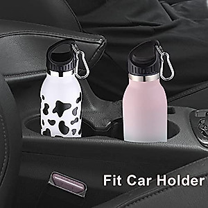 ZLINS Stainless Steel Vacuum Insulated 17oz Water Bottle Leak-Proof Carabiner Clip- Reusable Double Walled Metal Thermos - Sports Flask Great for Travel, Hiking, Camping - Cow Print