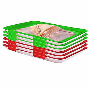 BxyxOw1 Food Plastic Preservation Trays 6 Pack Plastic Food Storage Containers with Plastic Lid Fruit and Vegetable Storage Food Preservation Trays- Stackable Reusable