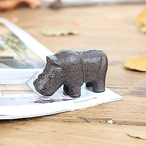 canjoyn Cast Iron Paperweight Garden Home Office Desk Decor Collection Animal Figurine (Rhinoceros)