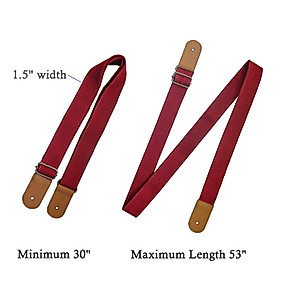 Farcaya Ukulele Strap Soprano Concert Tenor Baritone Banjo Mandolin Cotton Linen Leather Ends Uke Strap, Musical Instrument Accessories Picks Lock Button Screw (Red)