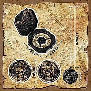 102 Pieces Pirate Theme Party Supply, Include Vintage Pirate Treasure Gold Coins, Pirate Skull Necklace and Pirate Compass, Pirate Accessories Costume for Halloween Cosplay Party (Bronze)