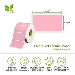 Anylabel 2.25" x 1.25" Pink Direct Thermal Labels, Replacement for Self-Adhesive Address Shipping Barcode Thermal Stickers, Compatible with Rollo & Zebra Thermal Label Printer(1 Roll, 1000 Labels)