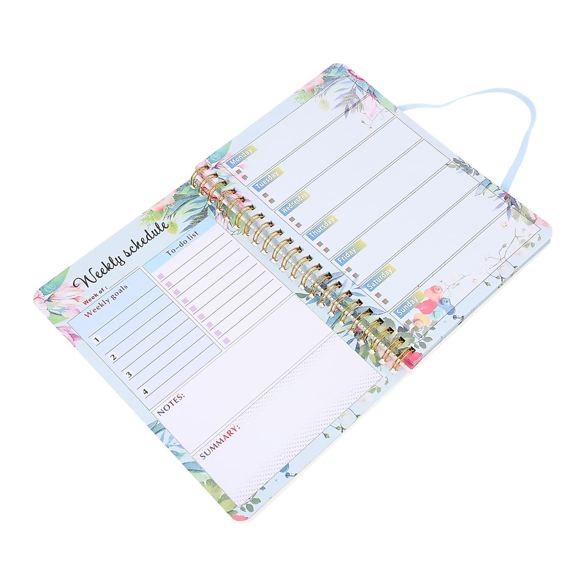 English Manual Academic Students Pocket Planner Wire Schedules Organizer - Paper Productivity Plan Flower Bound Memo Small Type Note Notebook Office Calendar