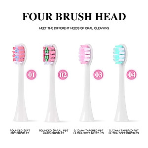 DYCROL Electric Toothbrush, IPX7 Waterproof, 9 High-Efficiency Brushing Modes, 4 Replacement Brush Heads, 2-Month Battery Life, Fast Charging, Gradient Pink