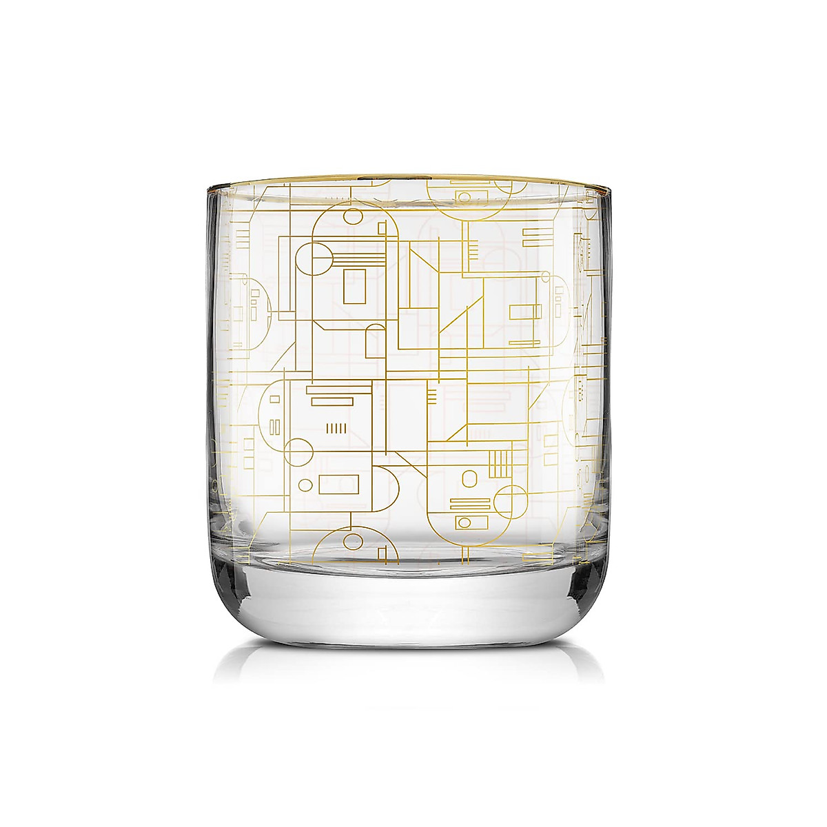 JoyJolt Star Wars Glassware. 'Deco' Lowball Glasses Set of 4, 10oz Star Wars Glasses. Short Glass Tumbler with Darth Vader in a Retro Crystal Glass Cup. Double Old Fashioned Rocks Glass or Water Glass