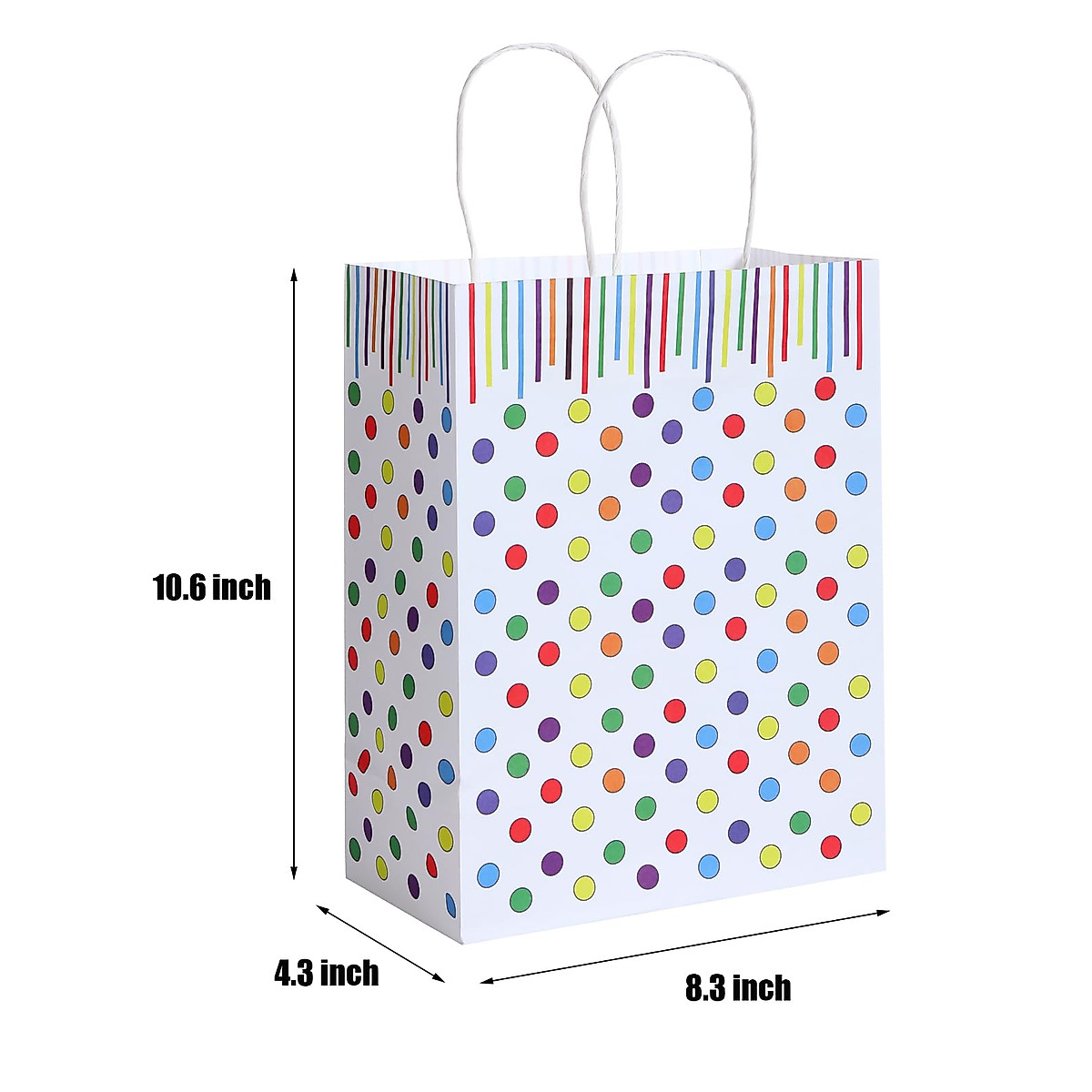 Bekoetoz 40 PCS White Kraft Paper Bags With Handles Bulk Gift Bags For Birthdays,Weddings,Baby Showers,Thanksgiving Christmas,Bridal Shower,Party Favor,Goodie Bags(Medium,Dots)
