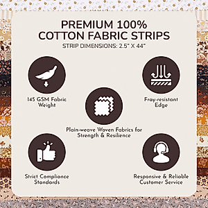 Tinyspool & Co. Jelly Roll Fabric Strips for Quilting, Crafting, and Sewing, 40 Strip Assorted Bundle, Soft Cotton for Blanket, Rug, Upholstery, Home Decor, and Purse Making, Fall Harvest