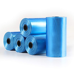 Augie's Doggies Pets Poop Bags with Free Bone-Shaped Dispenser and Leash Clip, Eco-friendly, Leak-Proof Compostable Dog Waste Bag, Bulk Pack of 16 Rolls/20 bags per roll/ 320 bags (Blue)